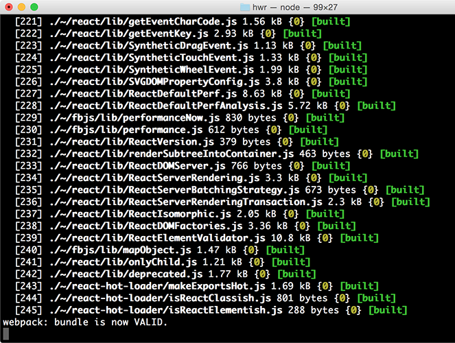 Webpack información del building